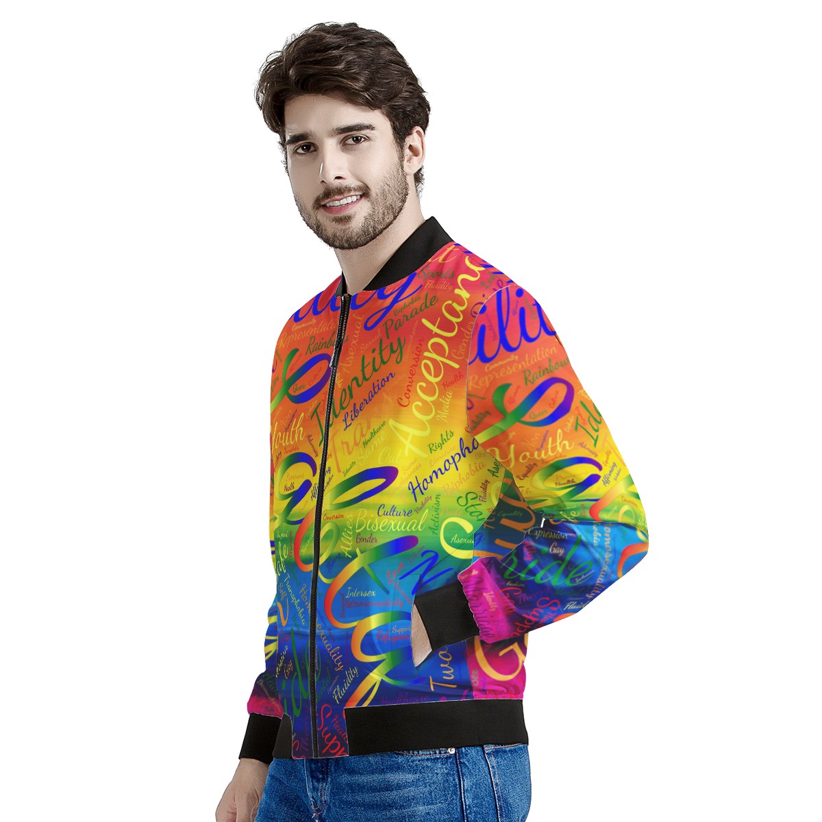 LGBTQ Word Cloud Men's Bomber Jacket – Luxtrini, LLC